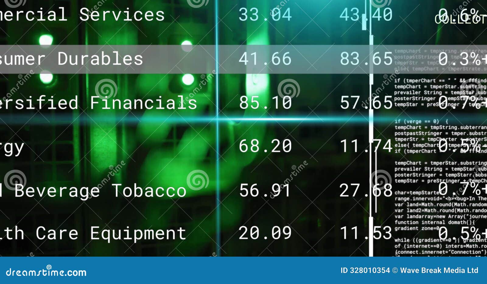 Collecting Data Text Image Over Green Digital Code and Interface ...