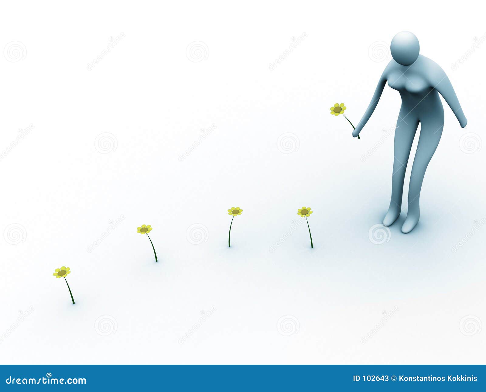 Collecting flowers stock illustration. Illustration of concept - 102643
