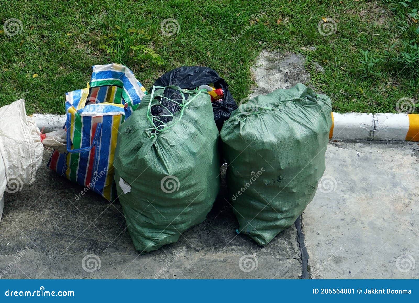 A Collecting a Garbage Bags Preparing Go To Recycle Stock Image - Image ...