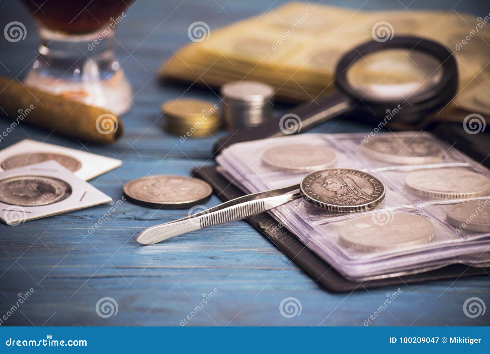 Collecting old coins stock image. Image of rare, wooden - 100209047