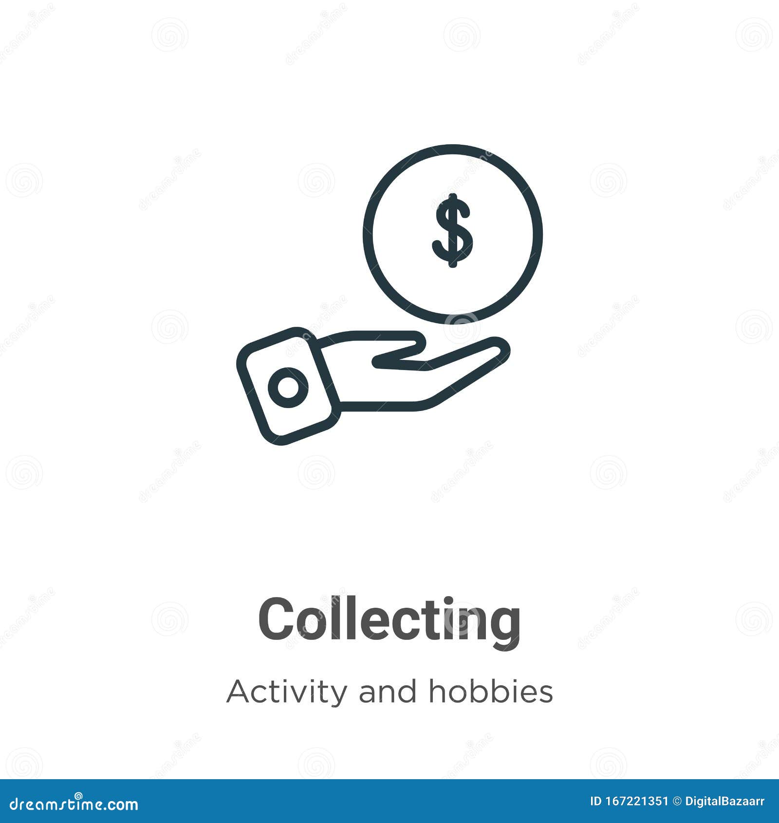 Collecting Outline Vector Icon. Thin Line Black Collecting Icon, Flat ...