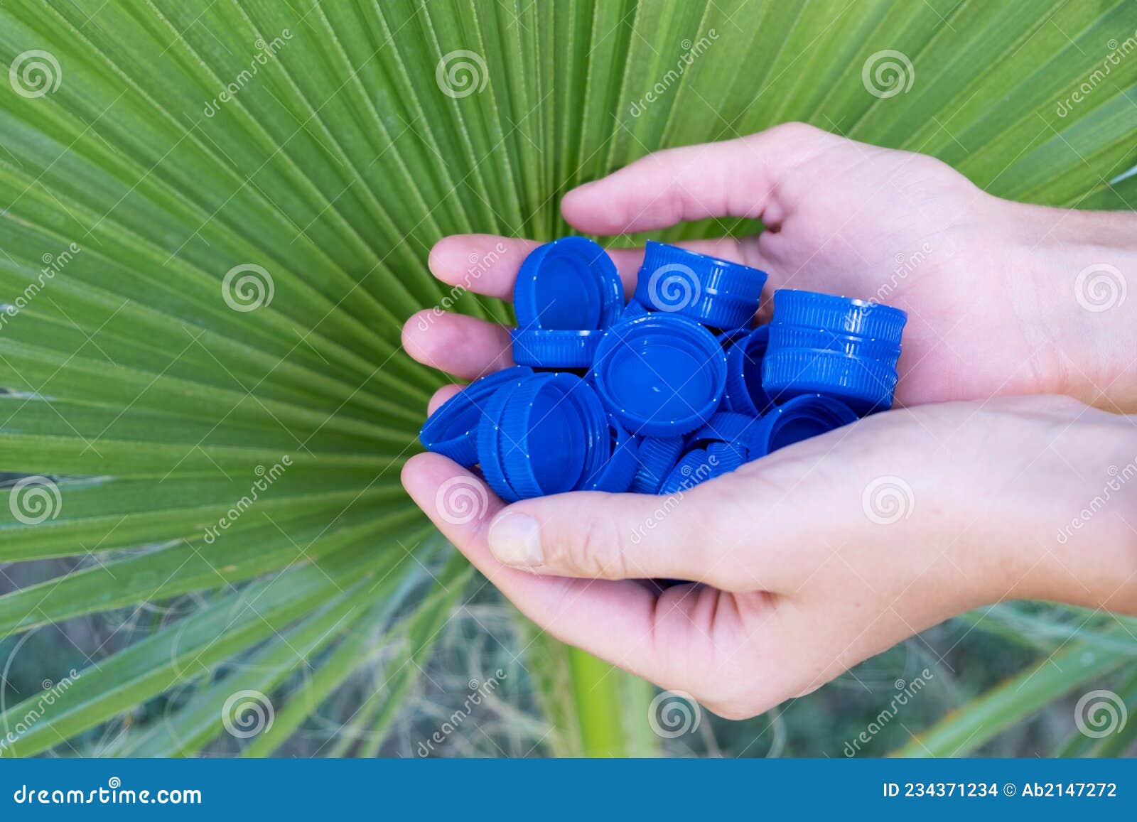 Collecting Plastic Bottle Caps for Further Processing. Eco Trend. Zero ...