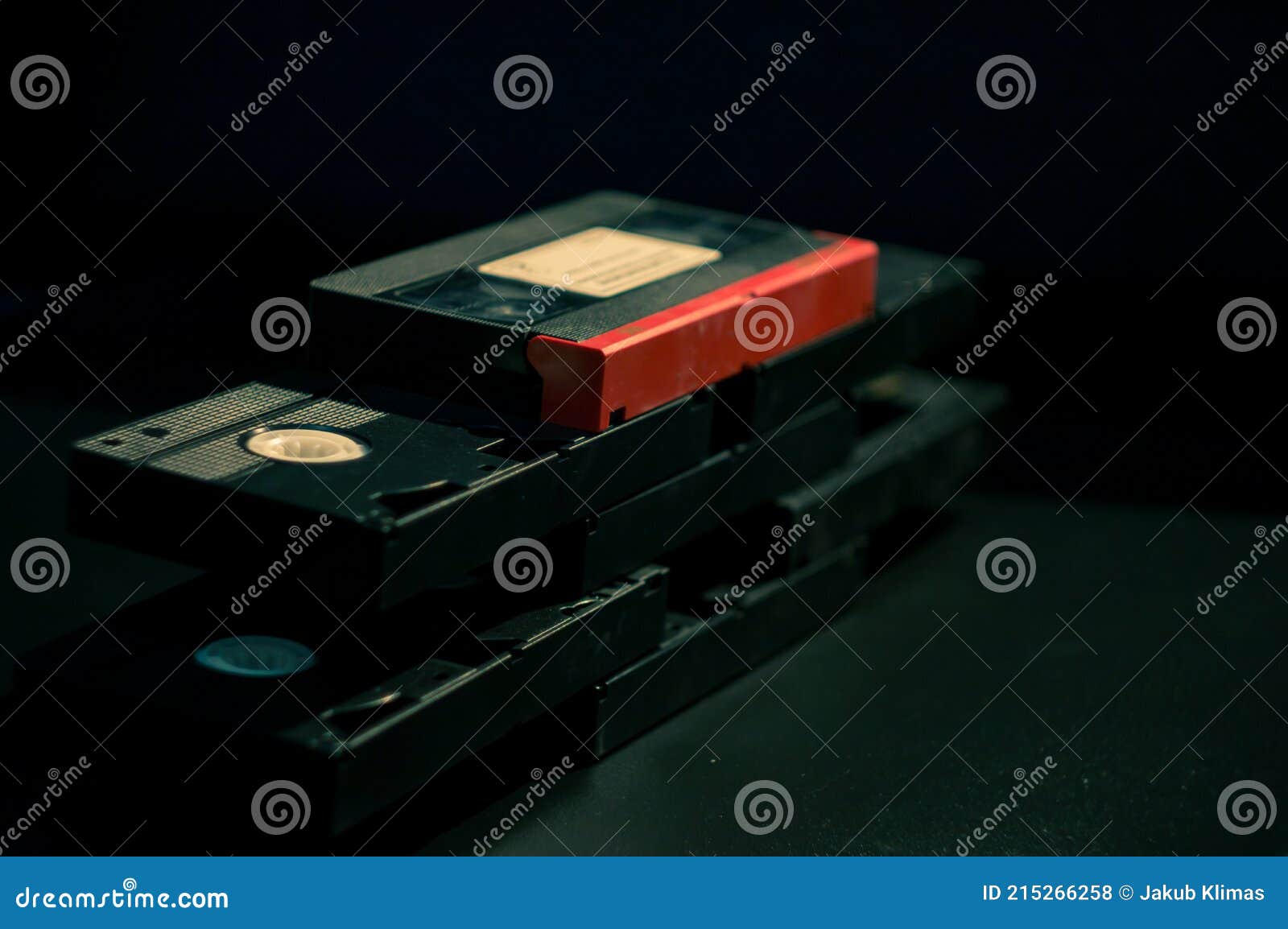 Collecting VHS Tapes with Pointing Light. Used Green, Blue Lights Stock ...