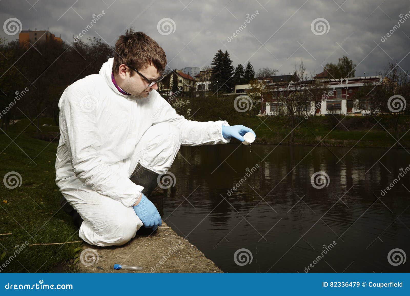 Collecting of Water Sample Outdoor Stock Image - Image of professional ...