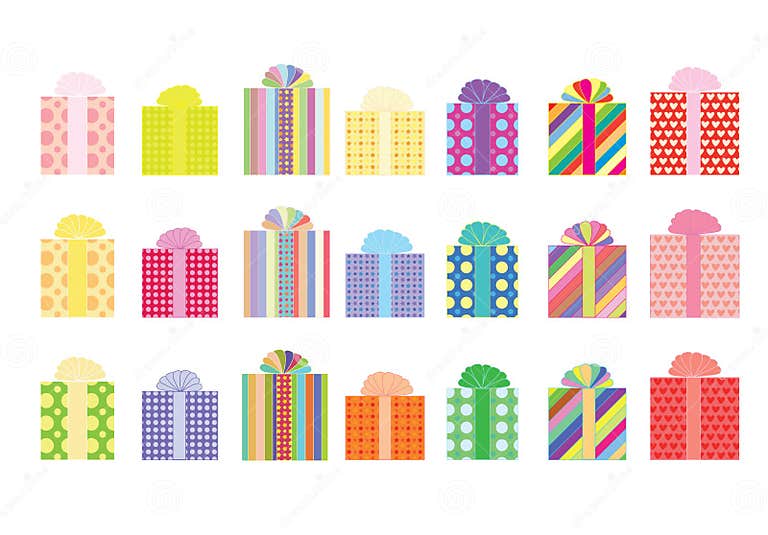 Collection of 2d presents stock vector. Illustration of pink - 25051465