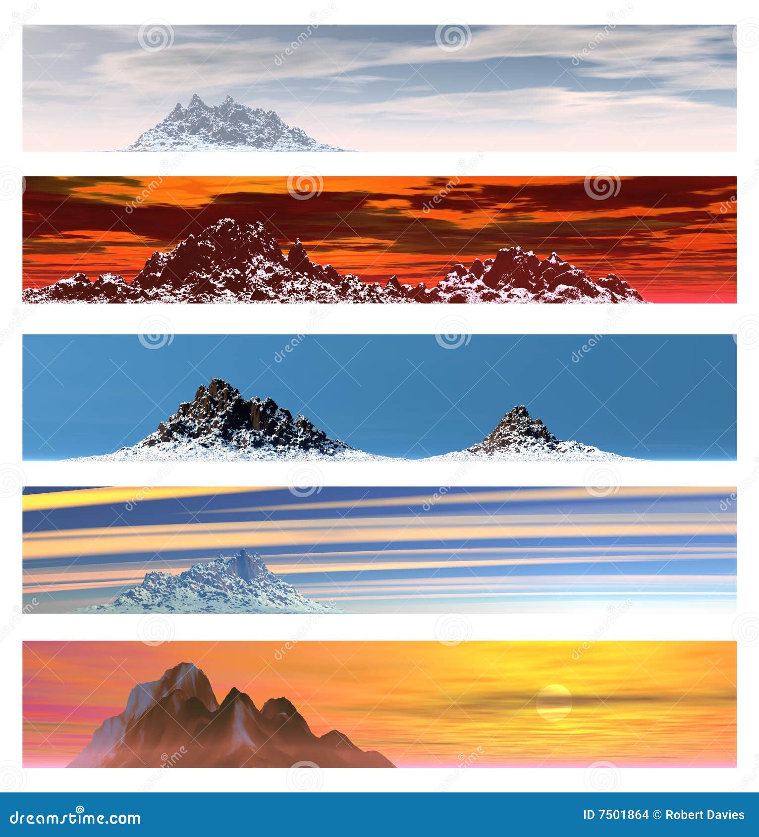 Collection of 5 Mountain Landscape Banners Stock Illustration ...