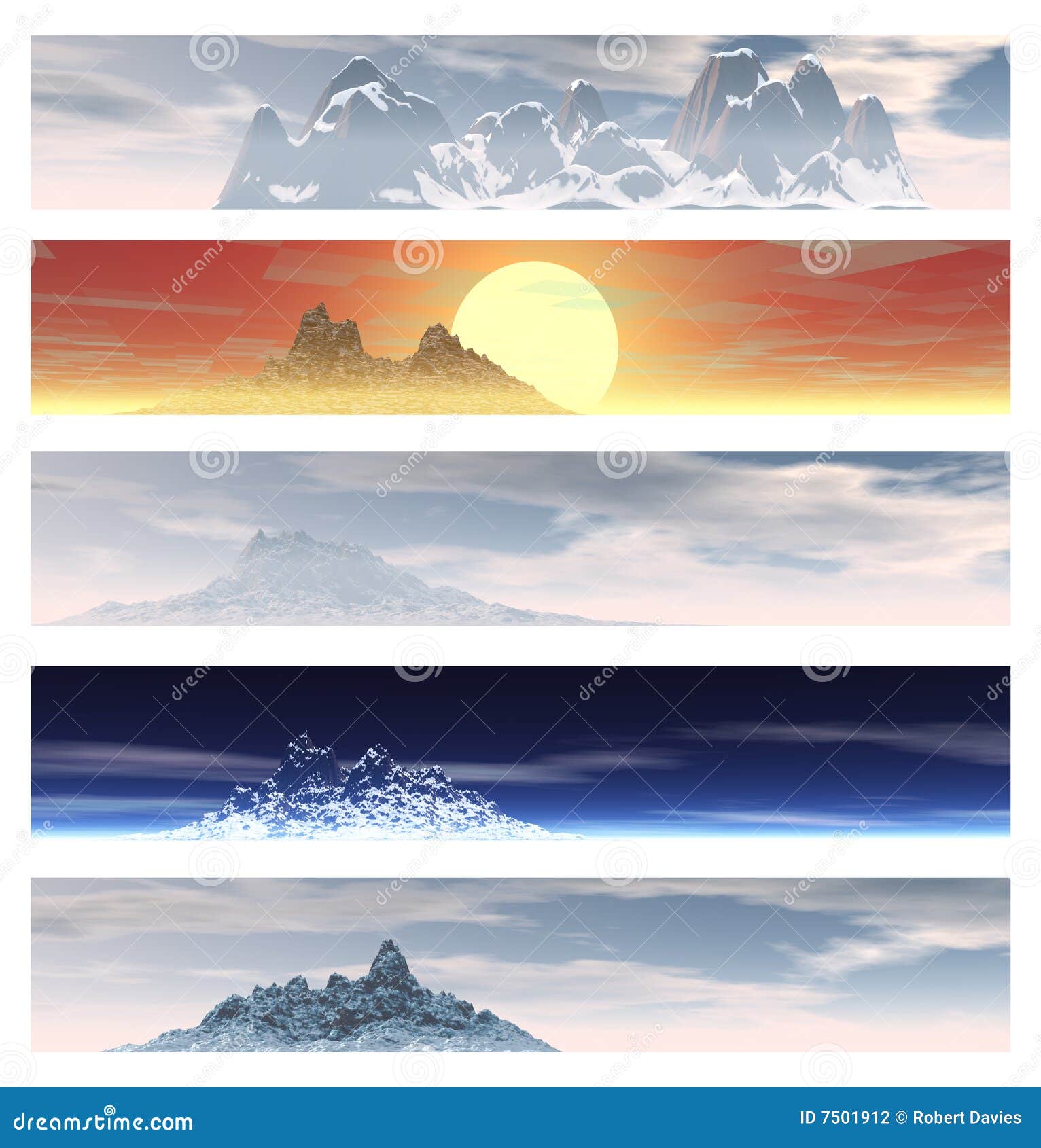 Collection of 5 Mountain Landscape Banners Stock Illustration ...