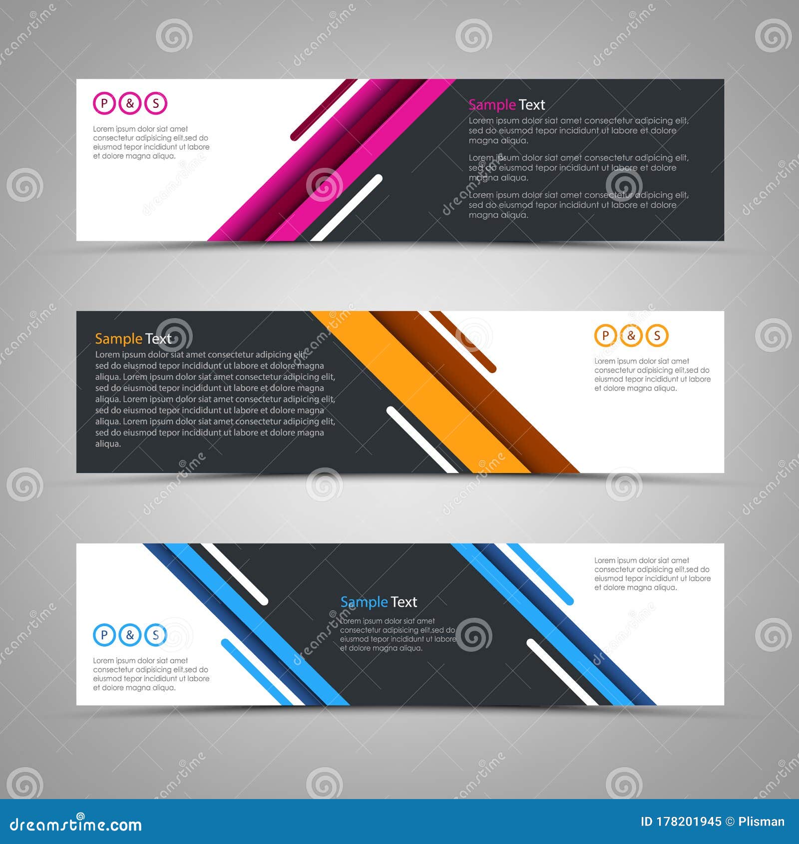 Collection Abstract Banners with Colorful Design Stripes Stock Vector ...