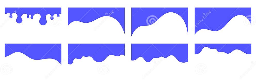 A Collection of Abstract Blue Drip and Wave-shaped Vector Elements ...
