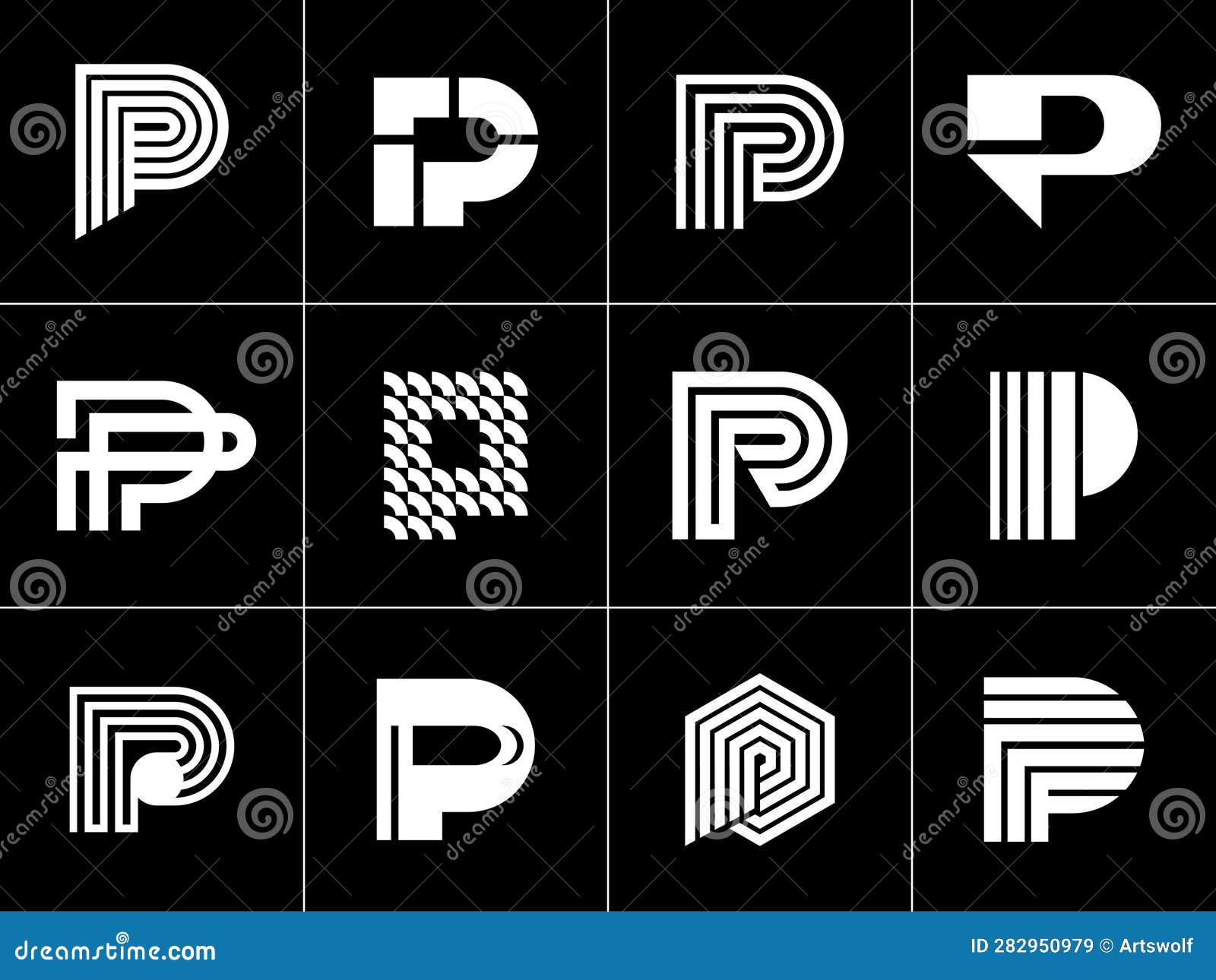 Collection of Abstract Business Letter P Logo Design. Modern Line ...