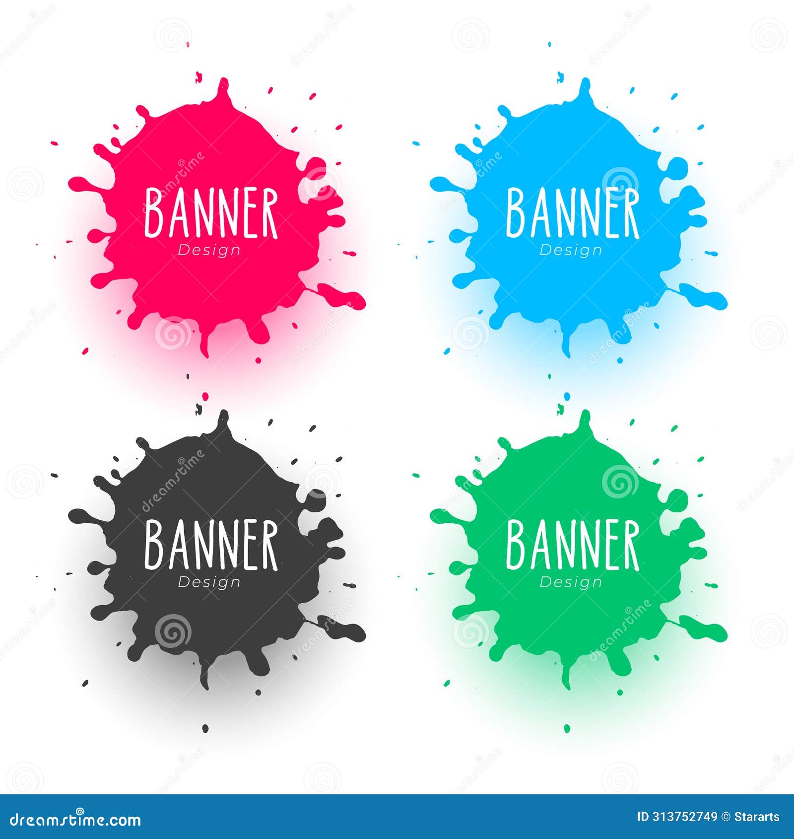 Collection of Abstract Circular Frame with Splatter Effect Stock Vector ...