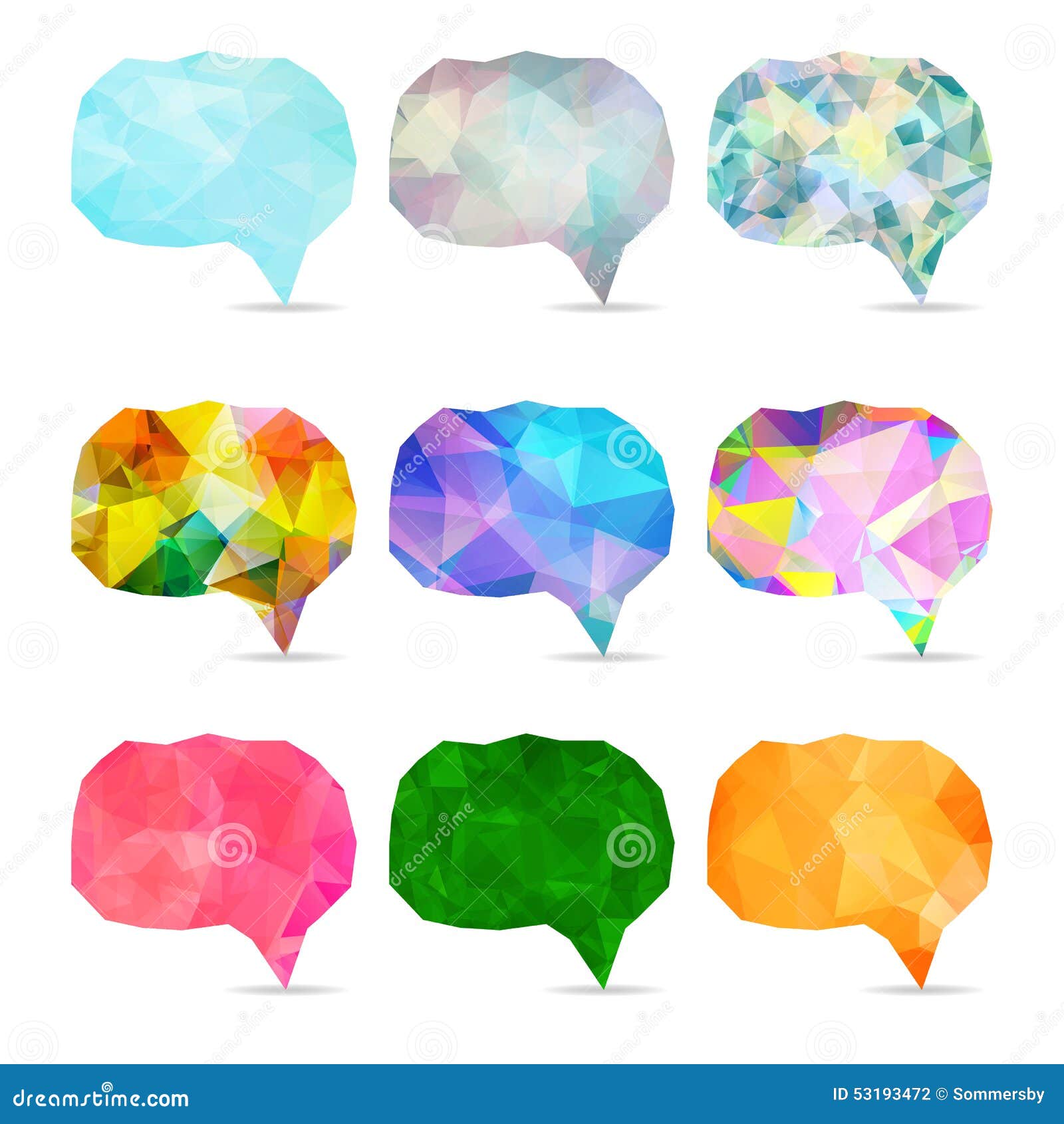 Collection of Abstract Colorful Triangular Geometric Speech Bubbles ...