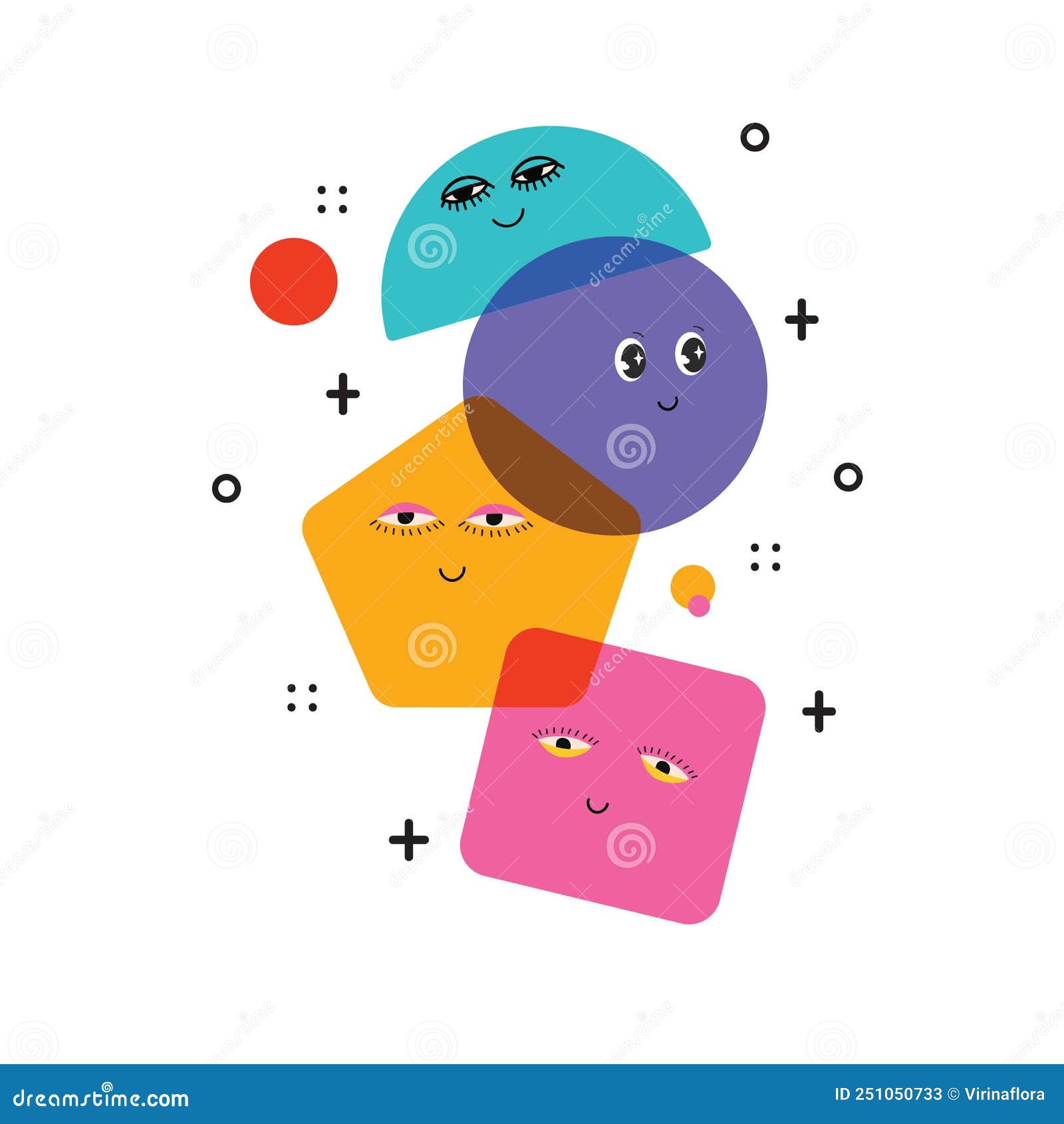 Collection of Abstract Comic Faces with Various Emotions. Crazy ...