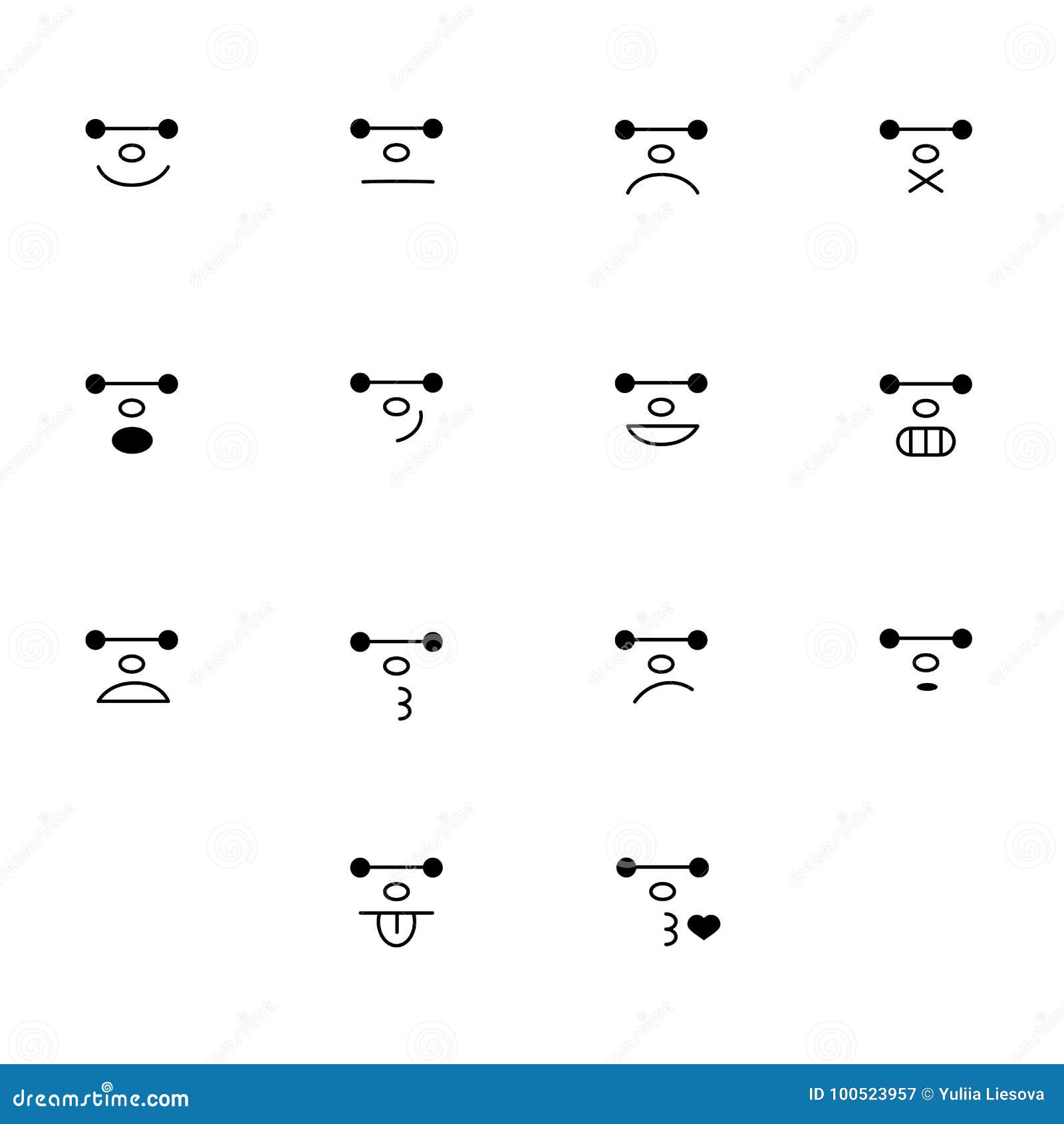 Collection of Abstract Different Simple Primitive Faces Stock Vector ...