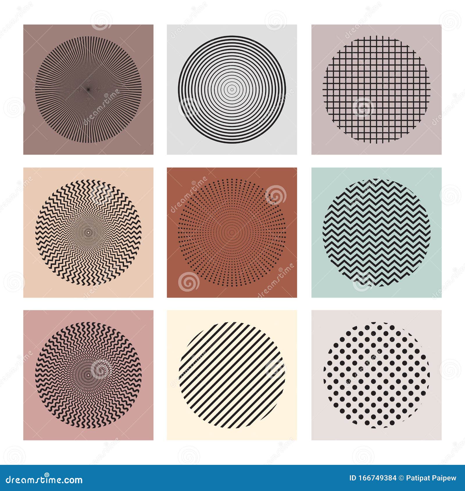 Collection of Abstract Elements on Circle Shape Stock Illustration ...
