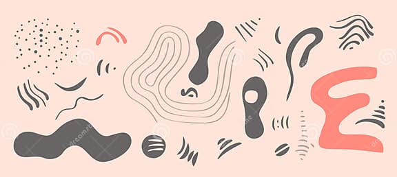 Collection of Abstract Emphasis Shape Texture in Doodle Art Stock ...