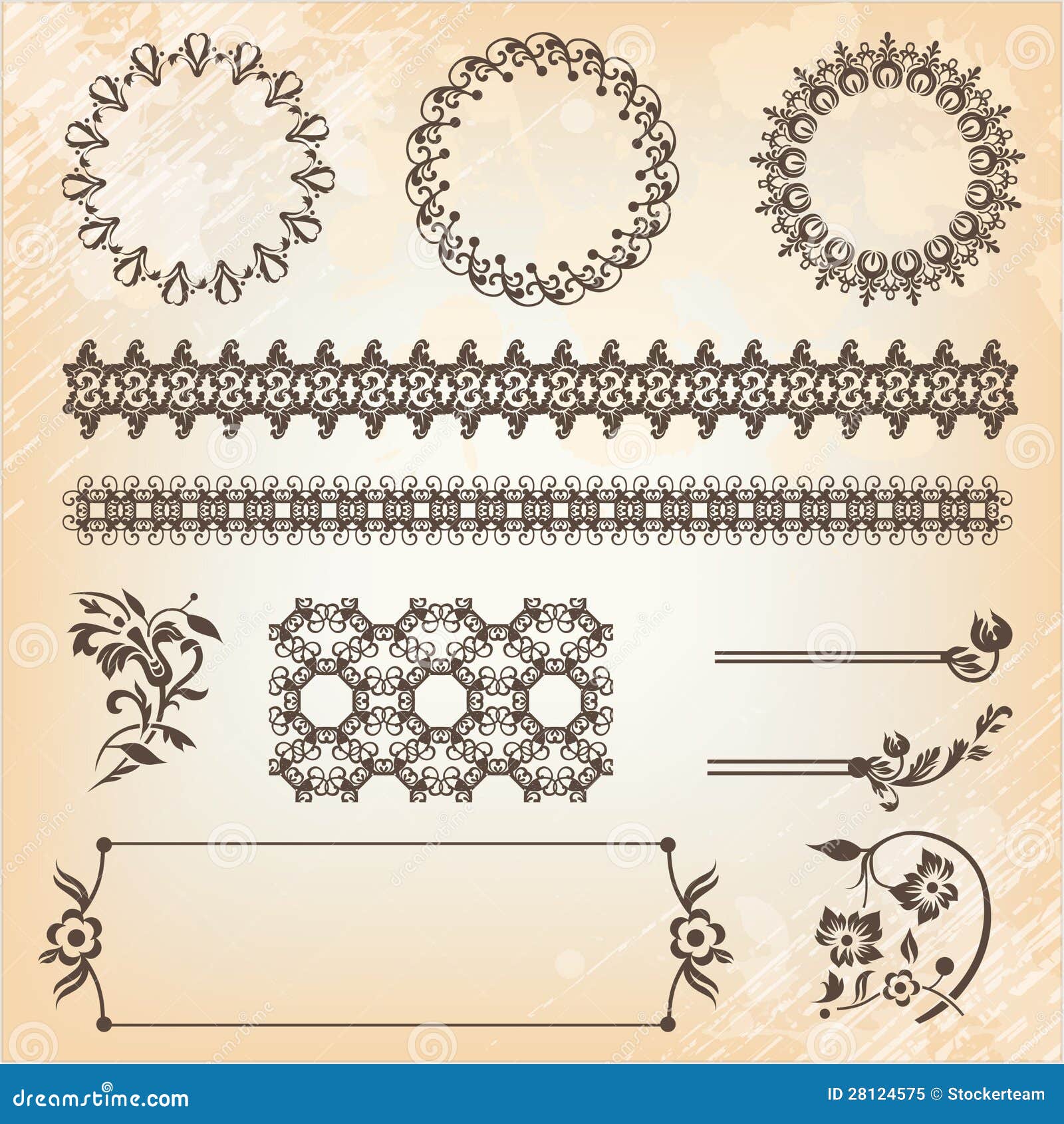 Collection of Abstract Floral Pattern Design Stock Illustration ...