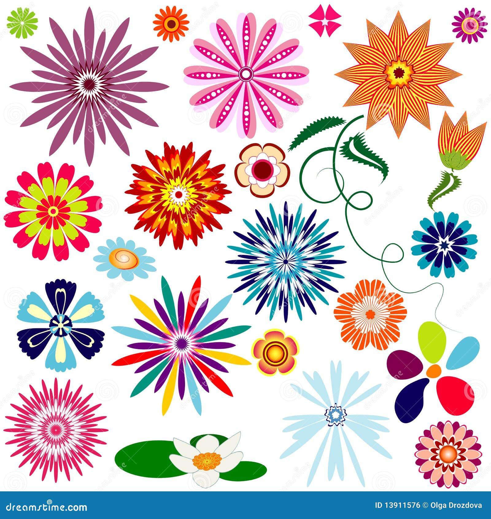 Collection Abstract Flowers Stock Vector - Illustration of blue, flower ...
