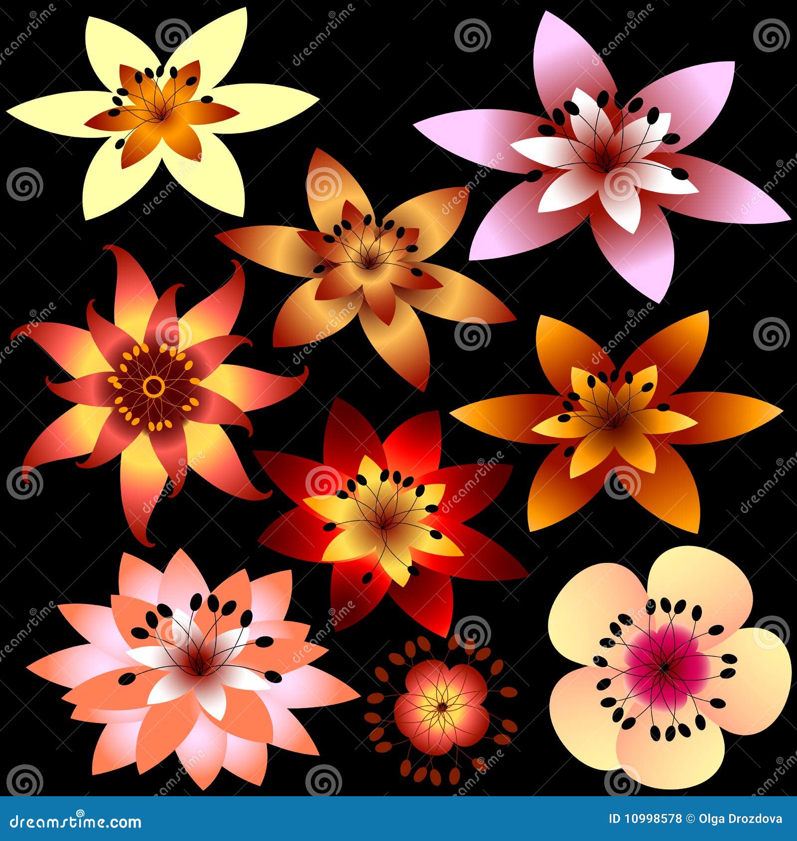 Collection Abstract Flowers (vector) Stock Vector - Illustration of ...