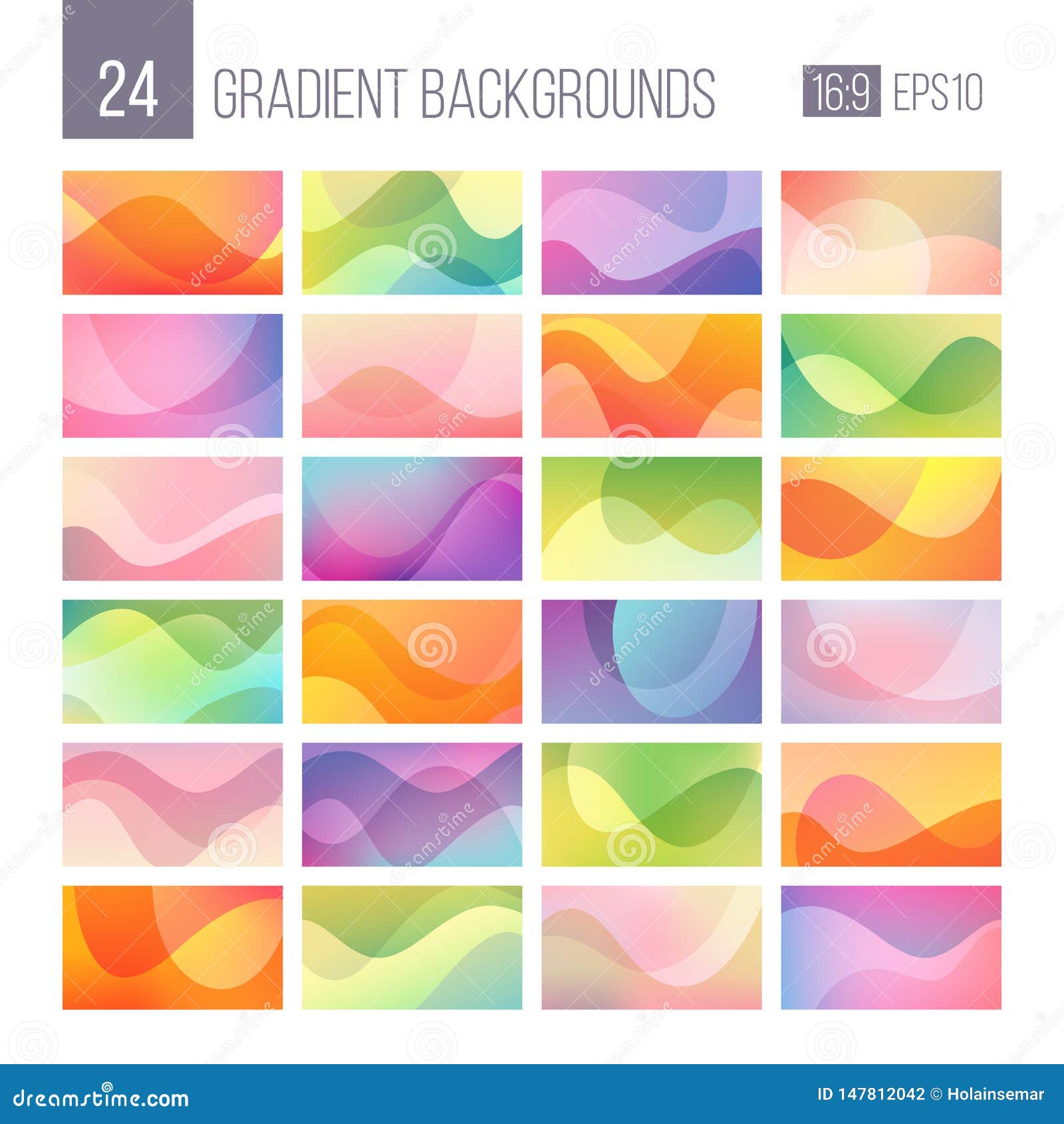 24 X Abstract Gradient Background Pack Stock Vector - Illustration of ...