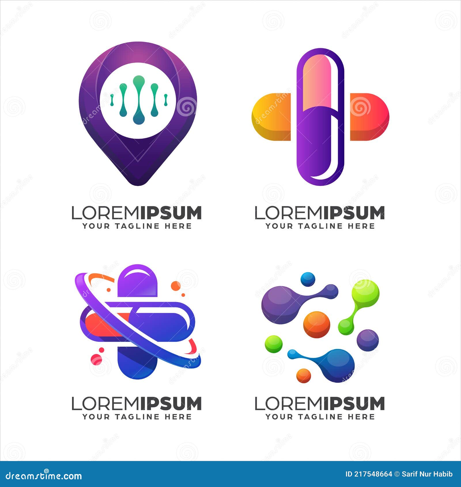 Collection of Abstract Gradient Dots and Capsule Logo Design Template ...