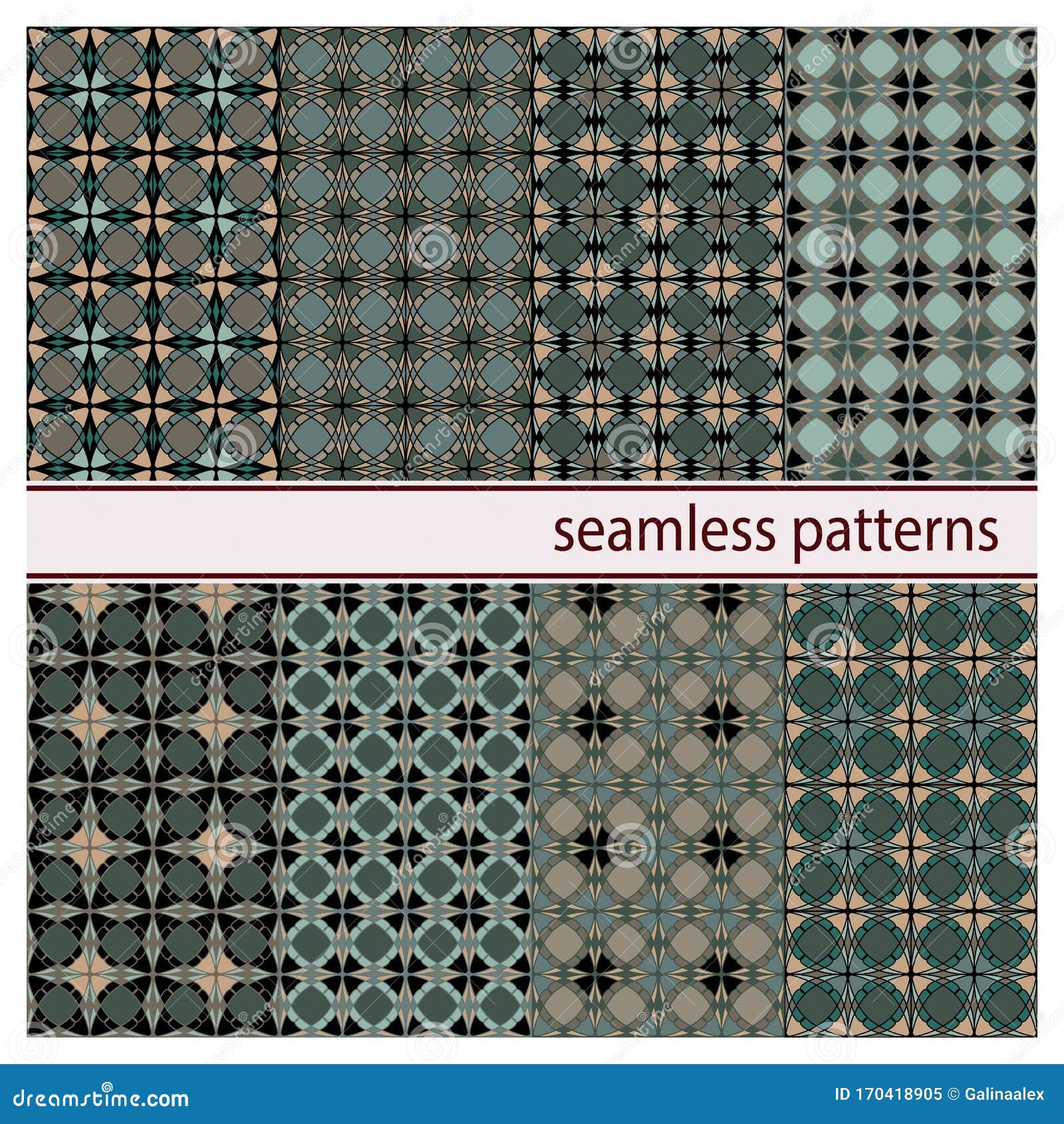 Set of Vector Seamless Abstract Geometric Patterns Stock Vector ...