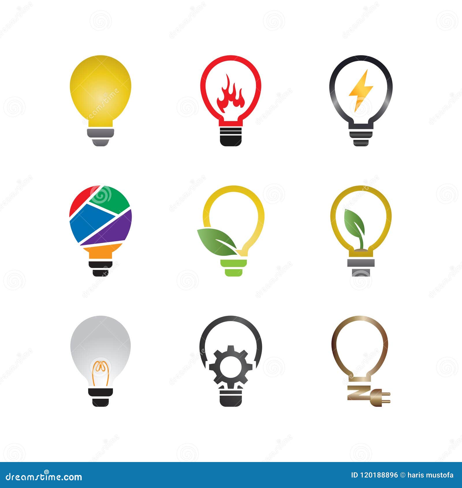 Collection of Abstract Lamp Logo Design Stock Vector - Illustration of ...