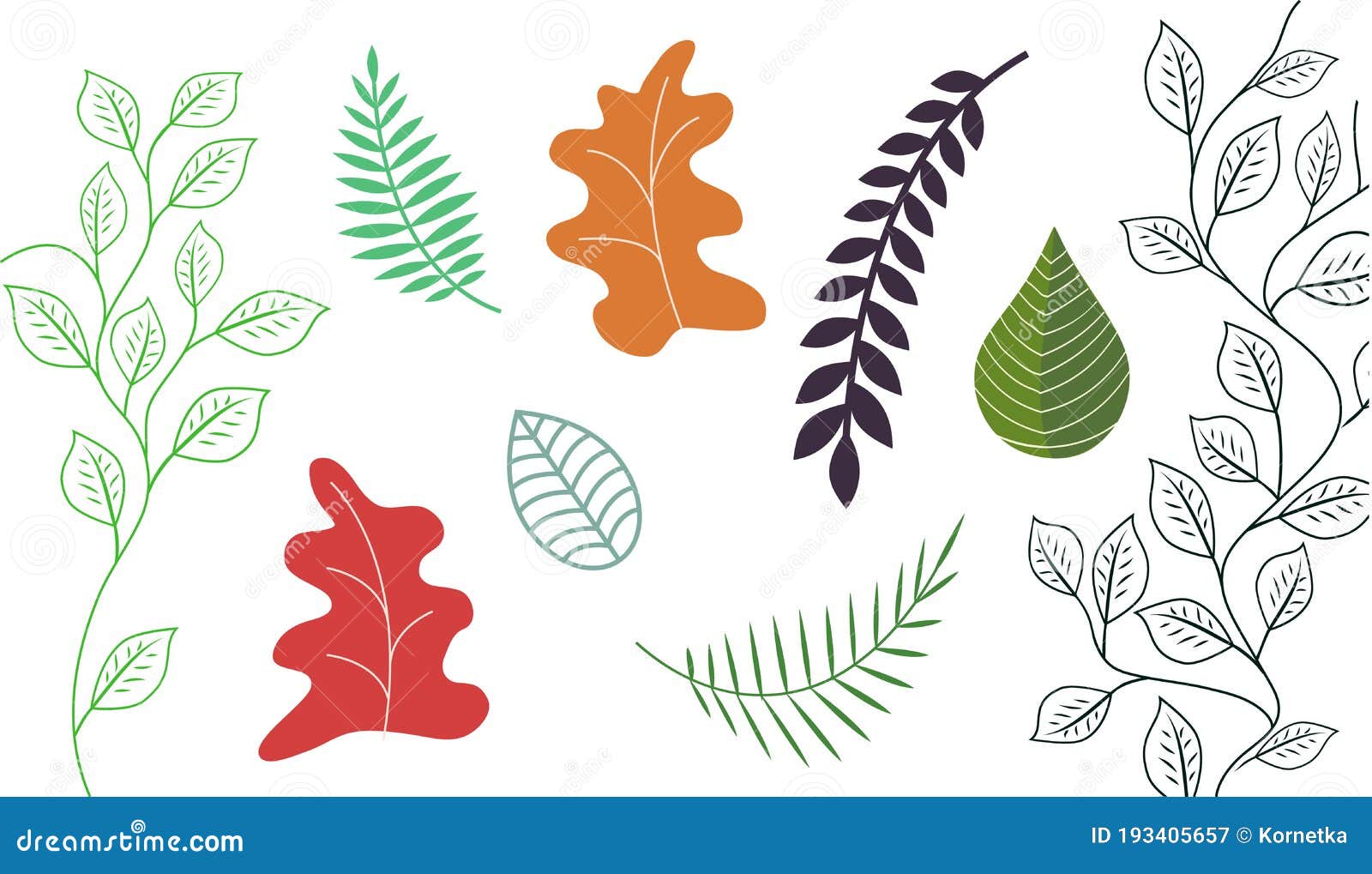 Collection of Abstract Leaves. Vector Design Elements Stock Vector ...