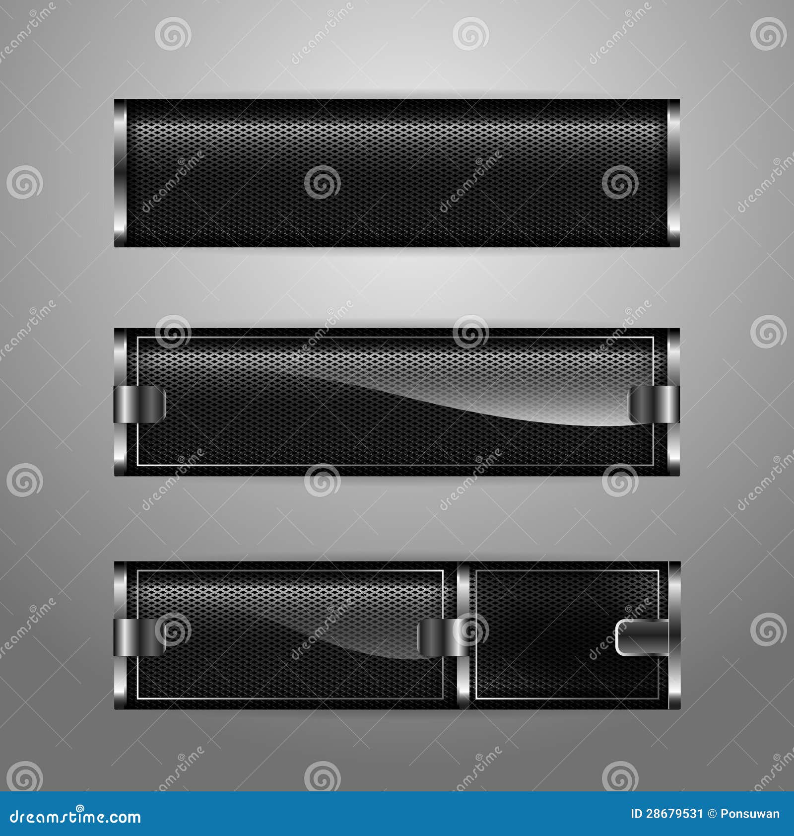 Collection Abstract Metal Banner Design Horizontal Stock Vector ...