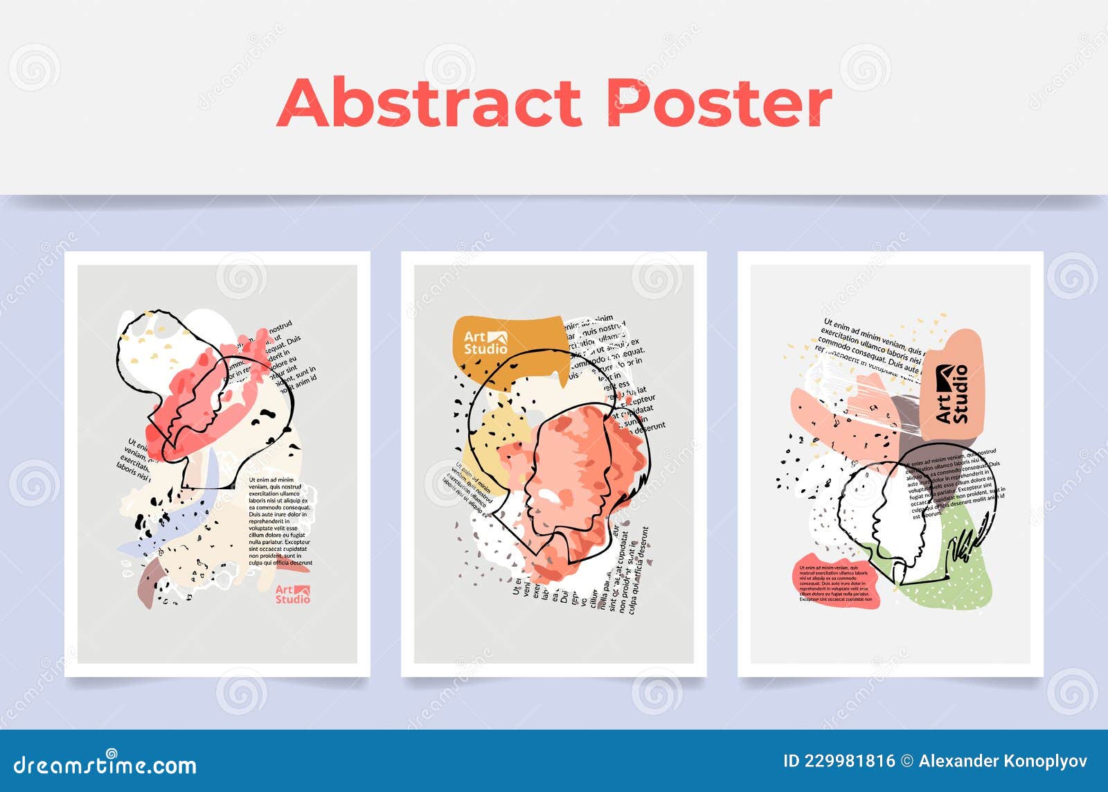 Collection Abstract Posters Modern Artwork Interior Decor Vector Flat ...