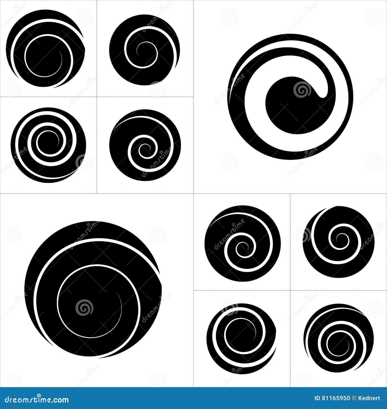 Collection of Abstract Spiral Vector Elements. Stock Vector ...