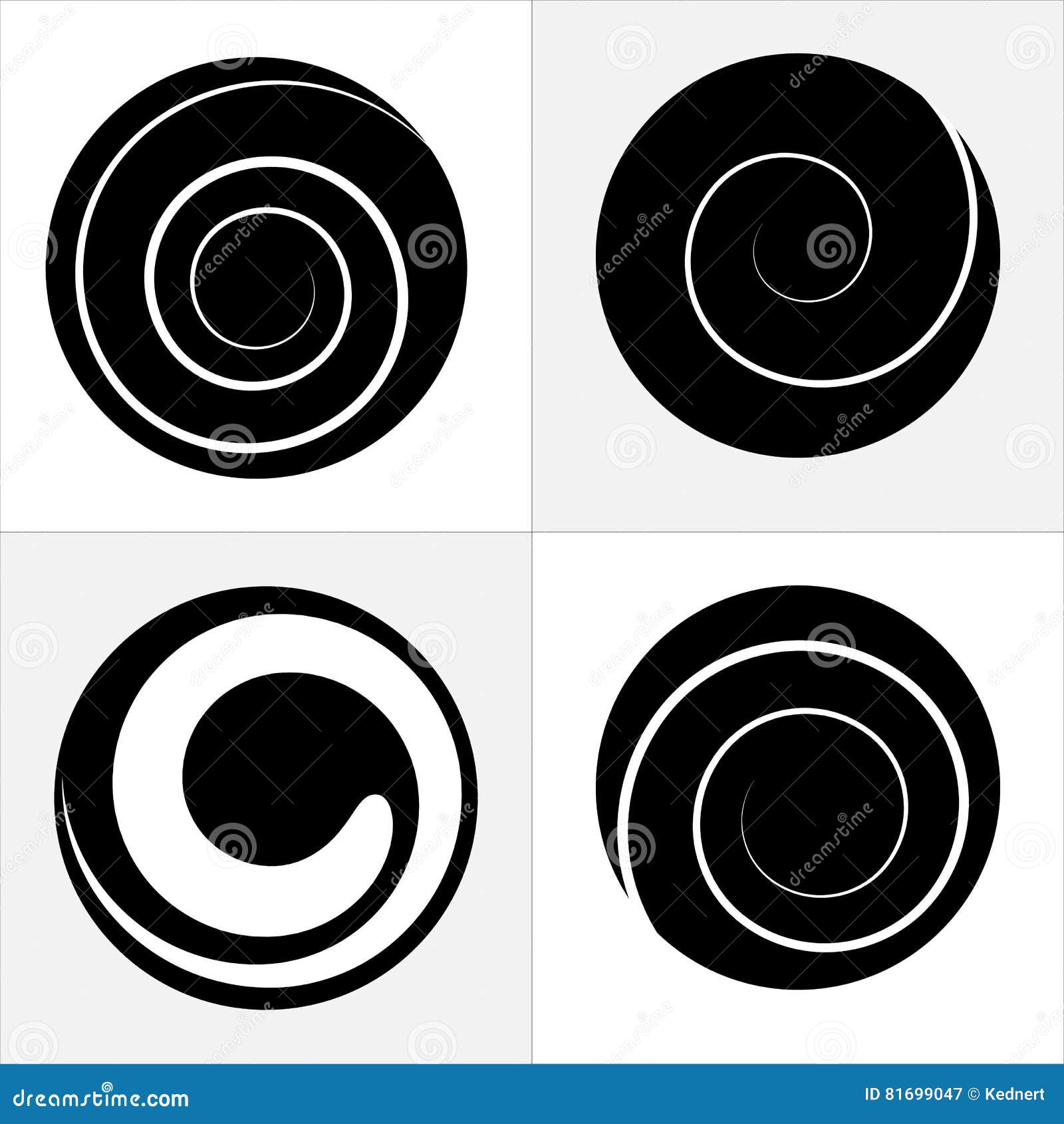 Collection of Abstract Spiral Vector Elements. Stock Vector ...