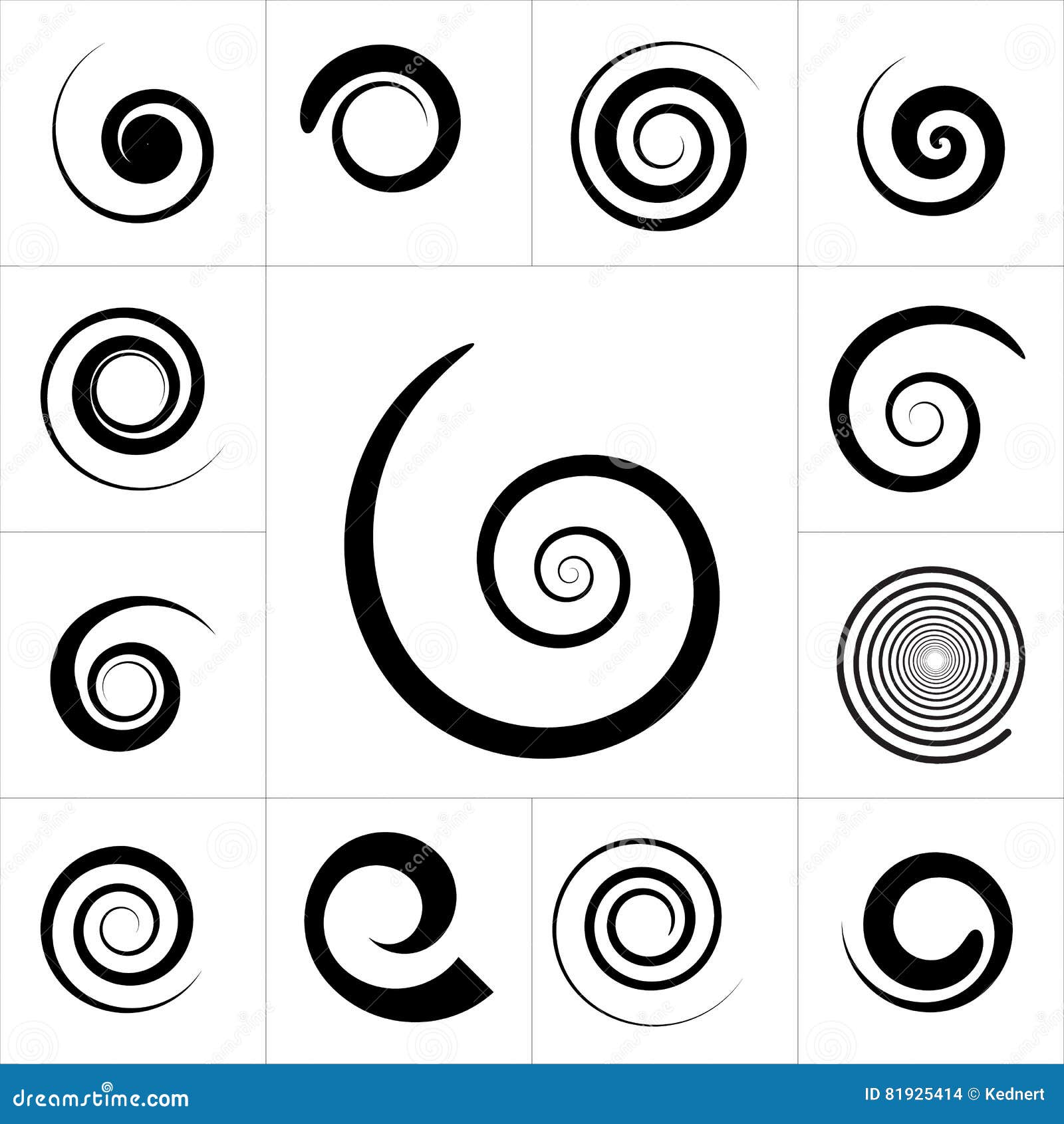 Collection of Abstract Spiral Vector Elements. Stock Vector ...