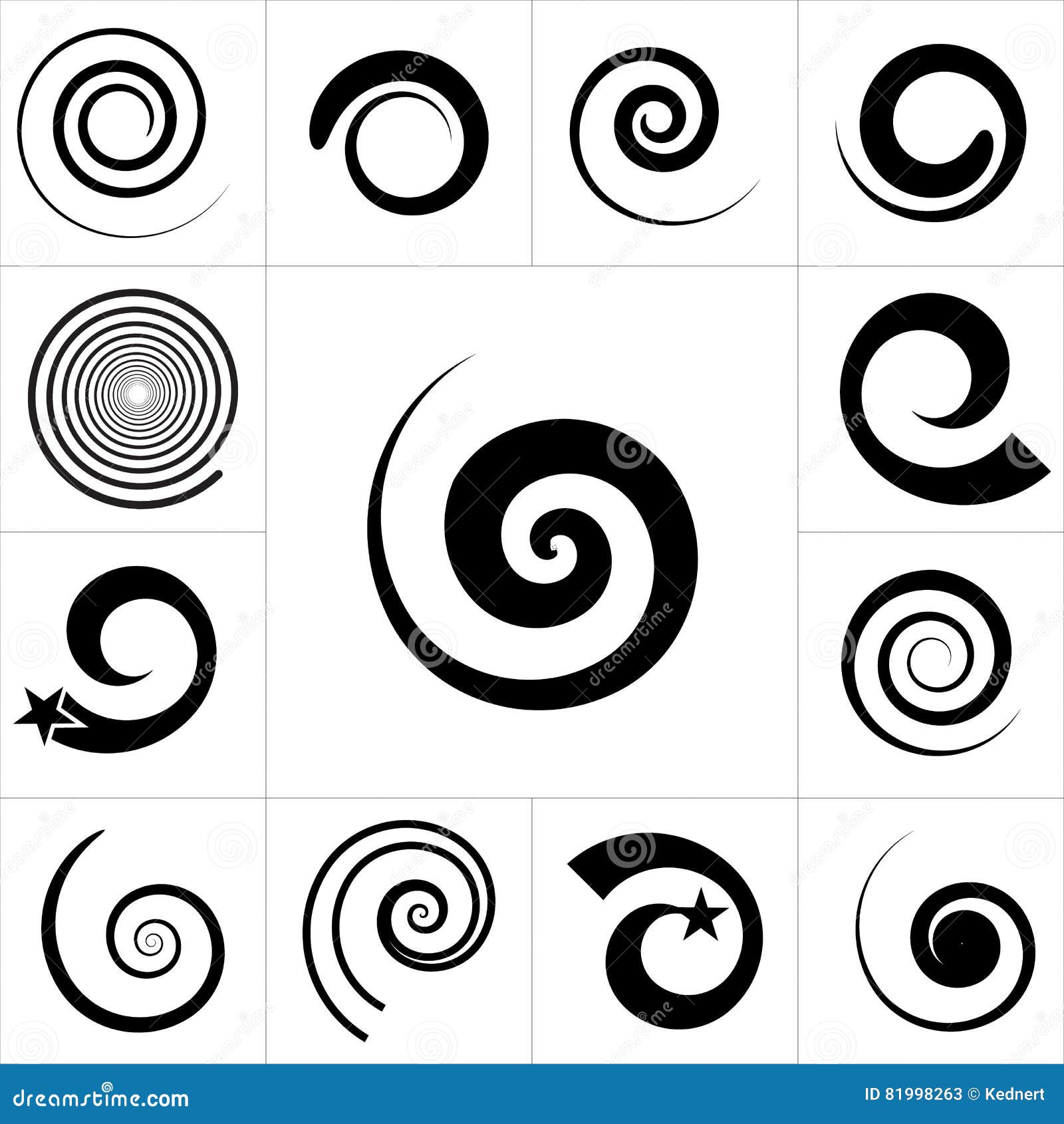 Collection of Abstract Spiral Vector Elements. Stock Vector ...