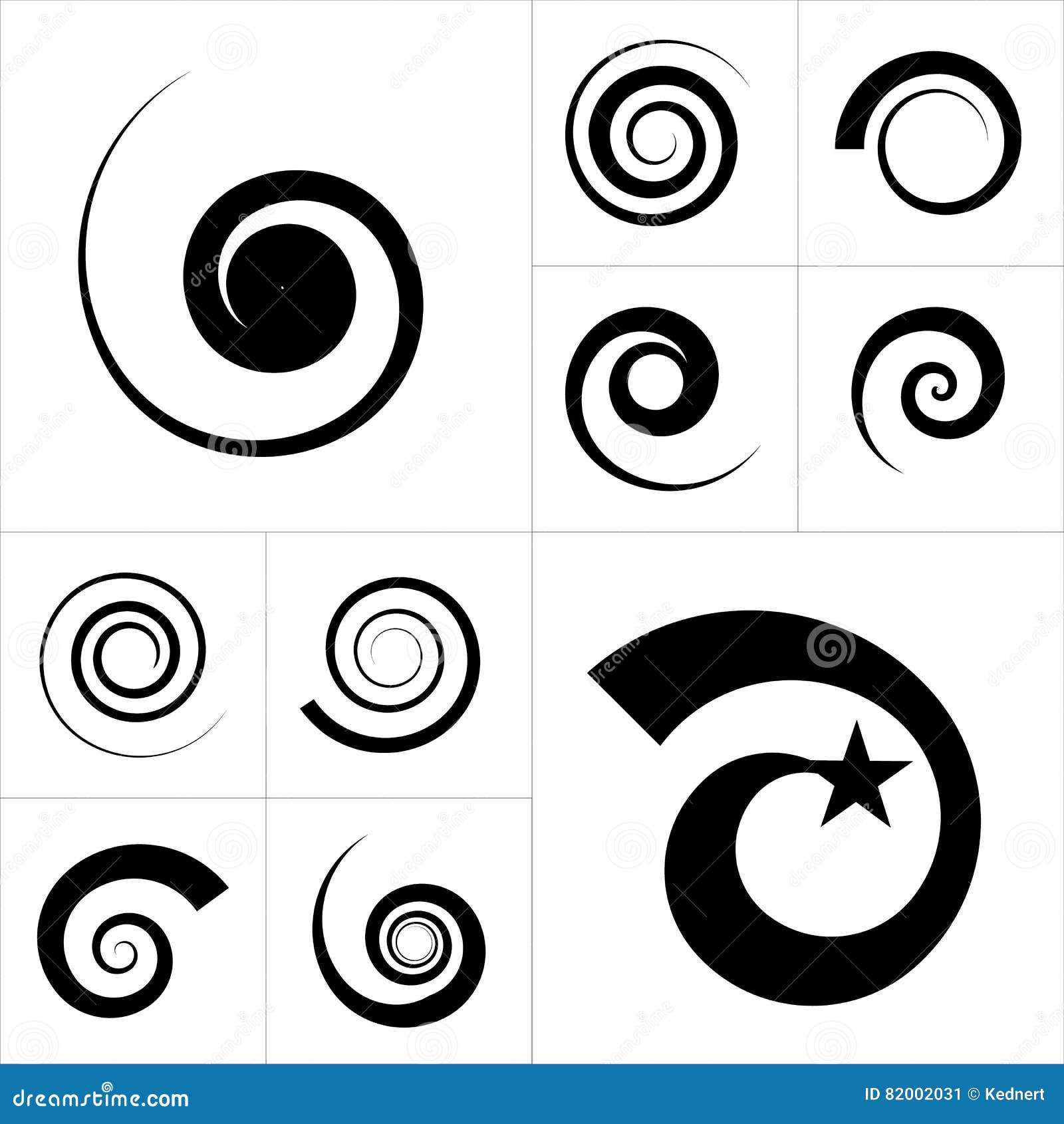 Collection of Abstract Spiral Vector Elements. Stock Vector ...