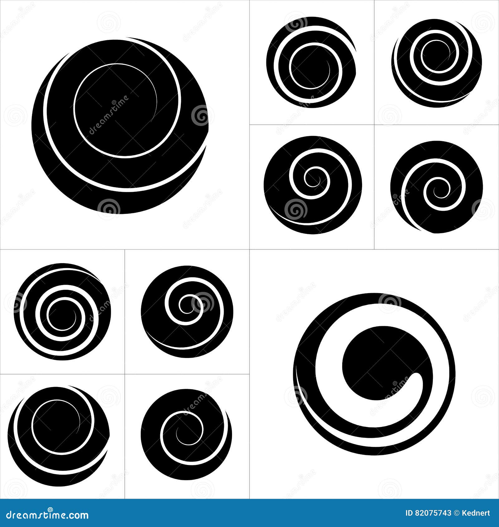 Collection of Abstract Spiral Vector Elements. Stock Vector ...