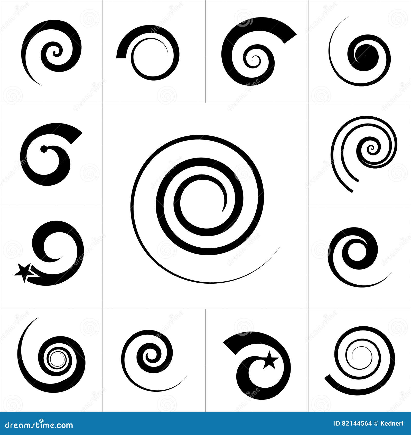 Collection of Abstract Spiral Vector Elements. Stock Vector ...