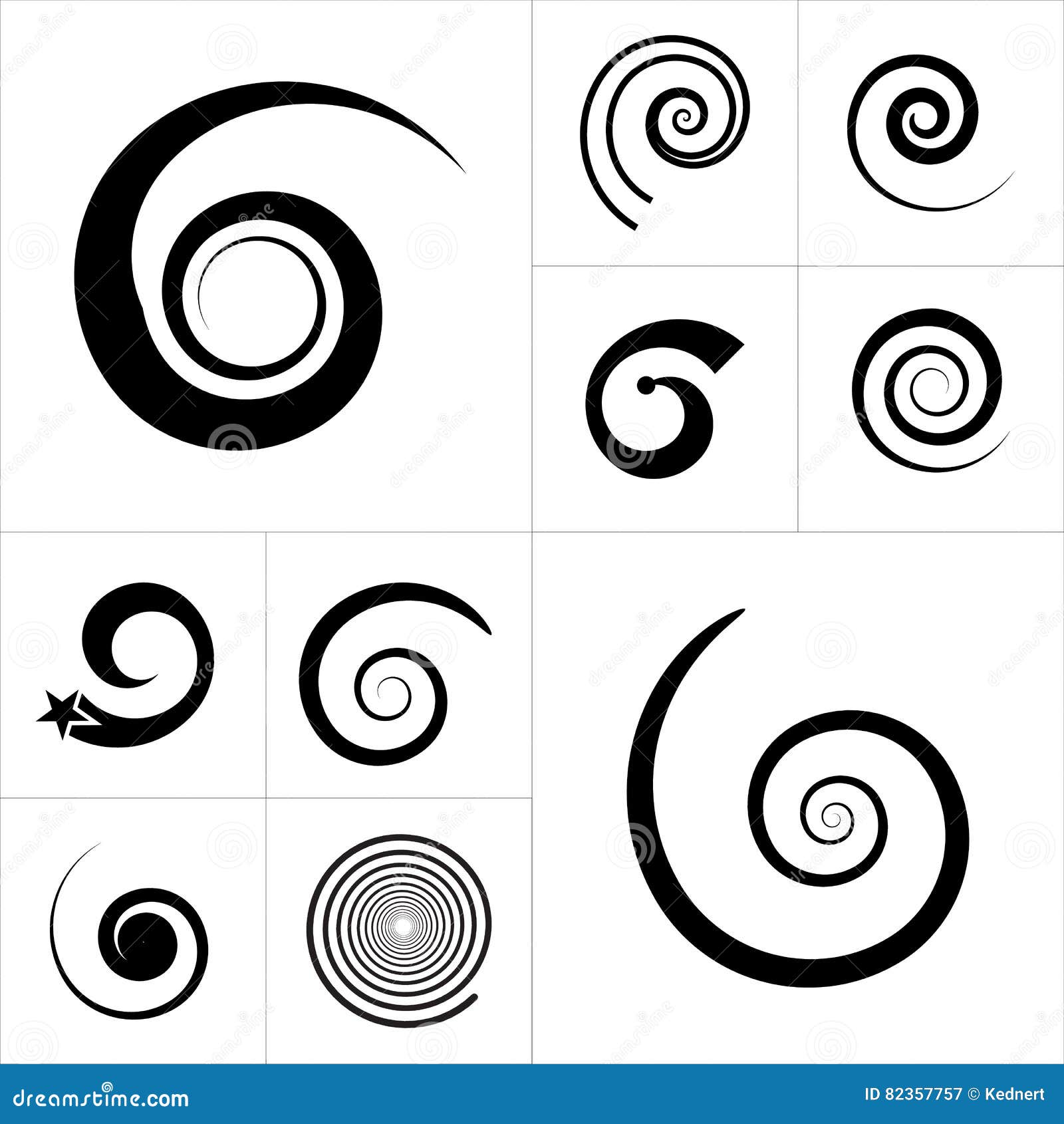 Collection of Abstract Spiral Vector Elements. Stock Vector ...