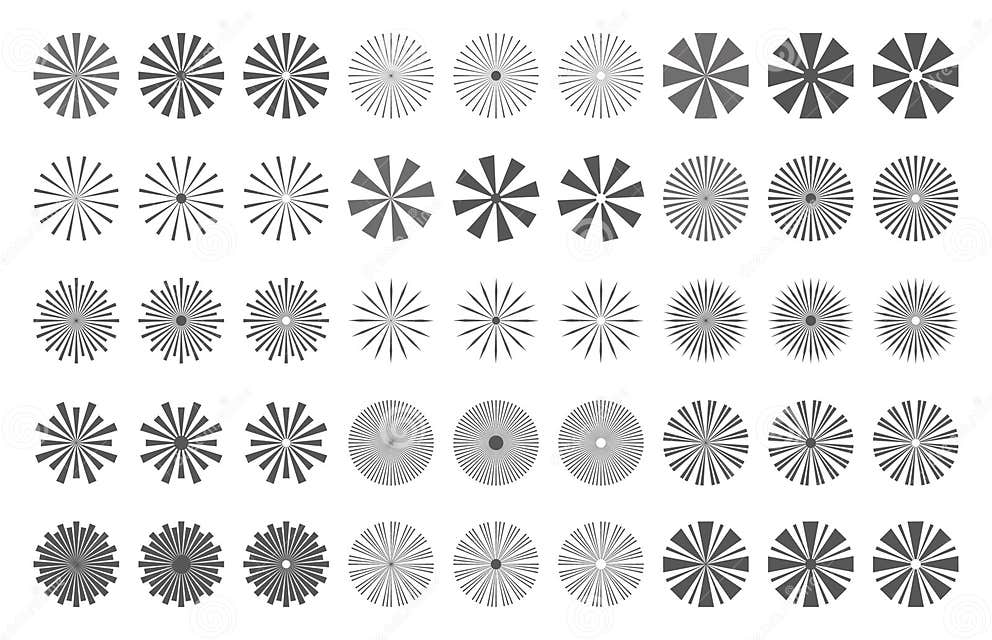 Collection of Abstract Sun Rays. Set of Summer Vector Sunray ...