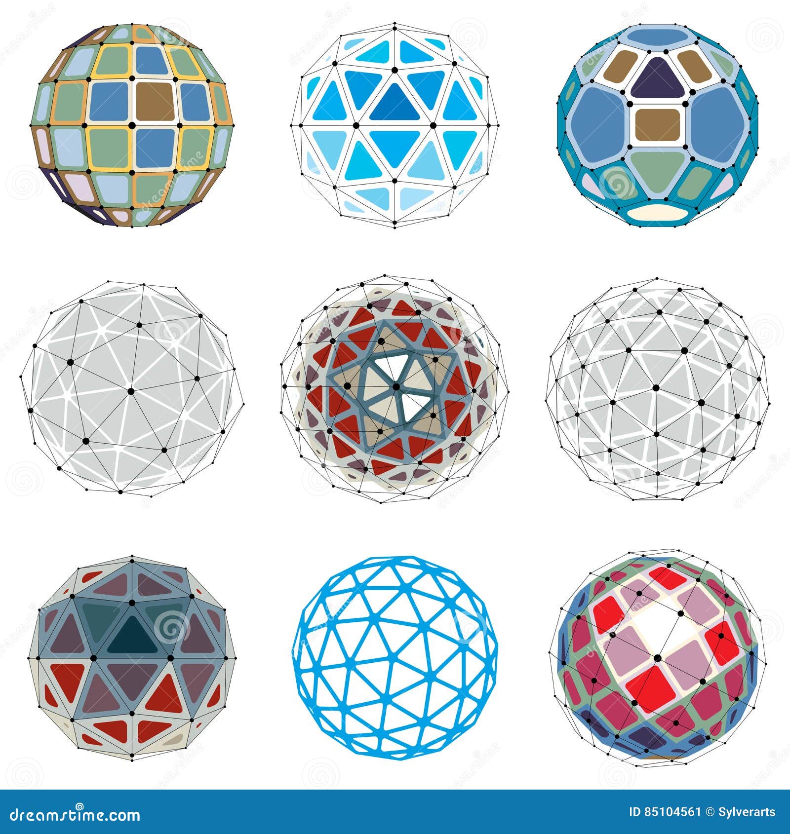 Collection of Abstract Vector Low Poly Objects with Lines and Do Stock ...