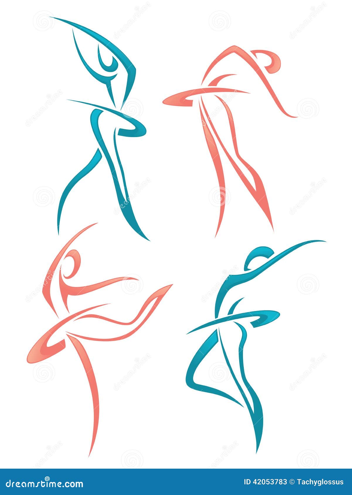 Collection of Abstract Women in Ballet Pose Stock Vector - Illustration ...