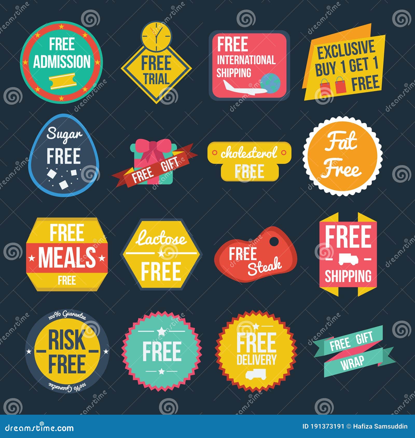 Collection of Advertisement Labels. Vector Illustration Decorative ...