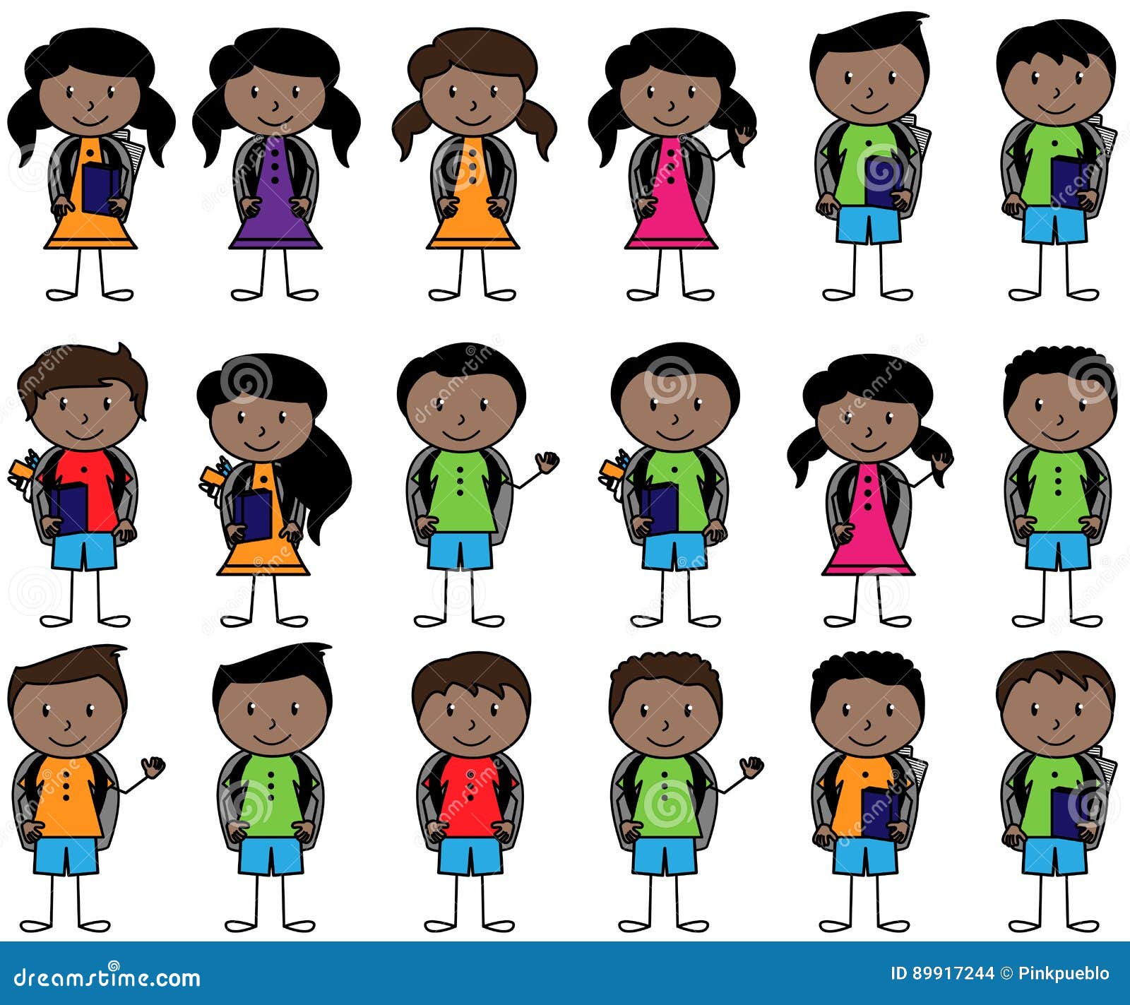 Collection of African American Students in Vector Format Stock Vector ...