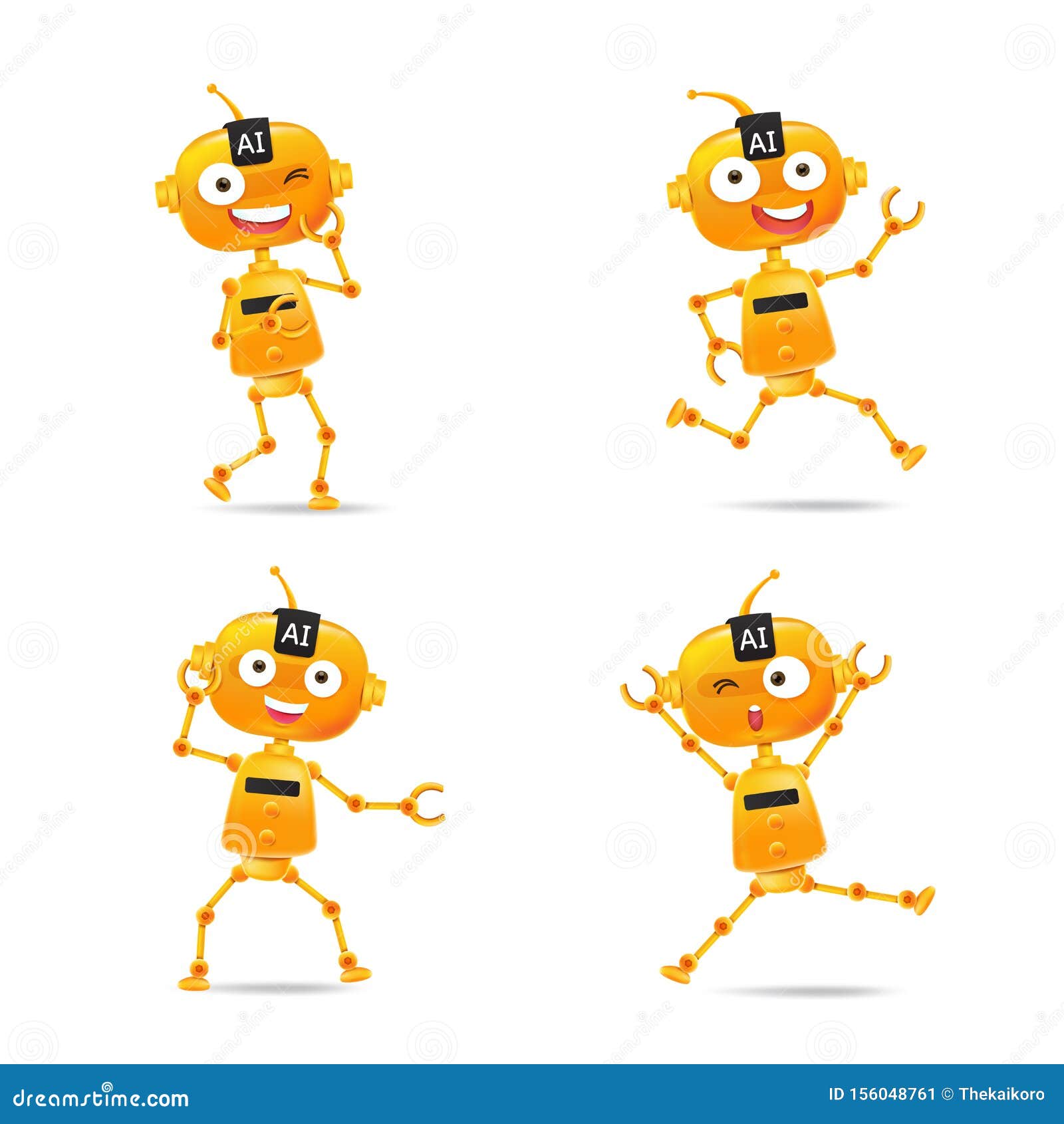 Collection of AI Robot Cartoon Stock Vector - Illustration of computer ...