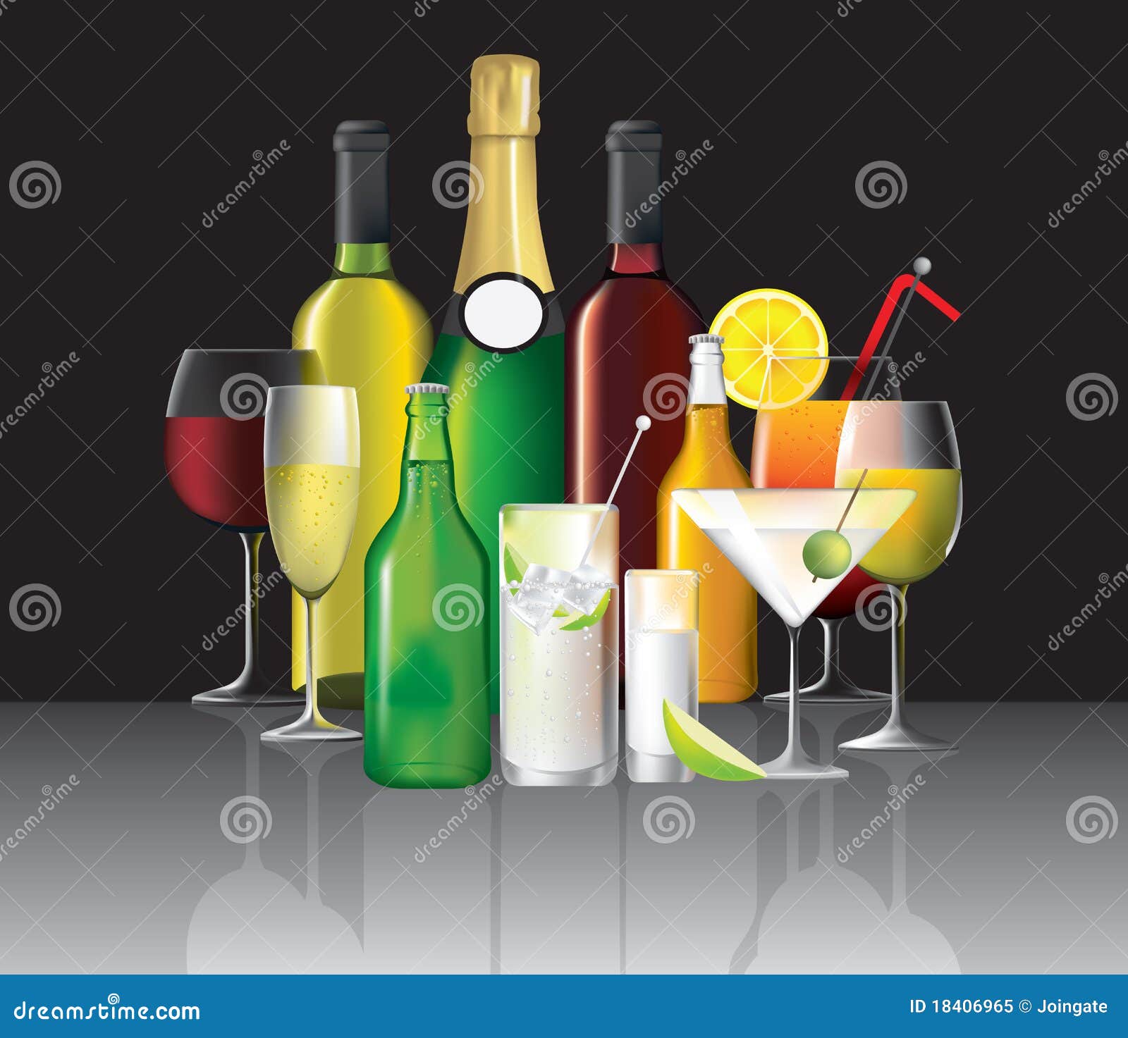 Collection of Alcoholic Drinks Stock Vector - Illustration of still ...