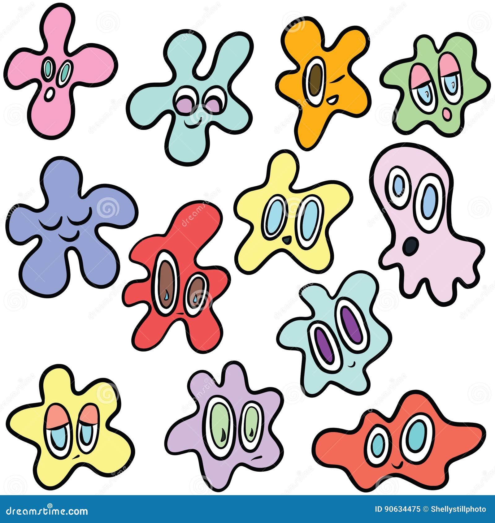 Collection of Amoeba Germ Characters Vector Stock Vector - Illustration ...