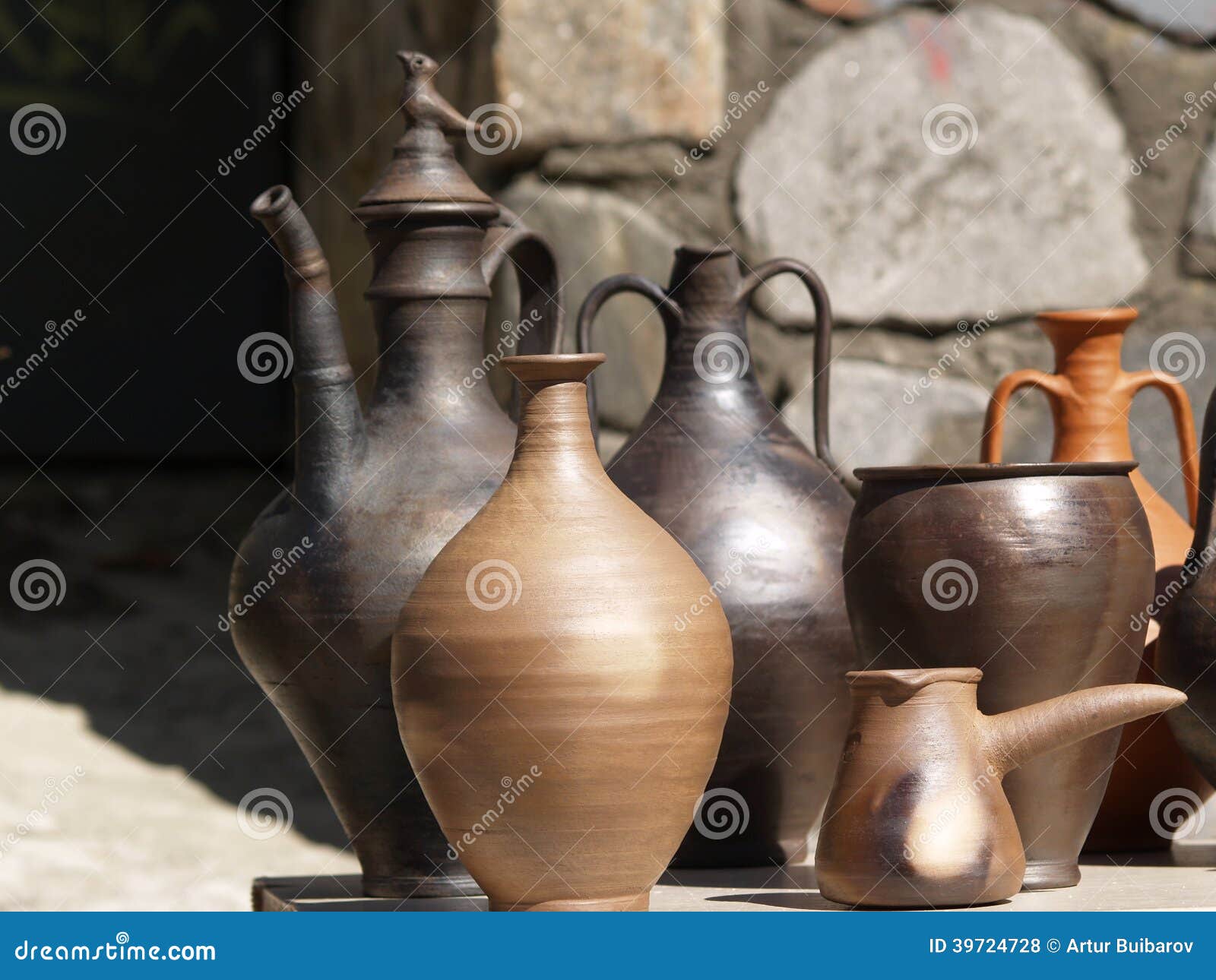 Collection of Ancient Clay Dishes Stock Photo - Image of jugful ...