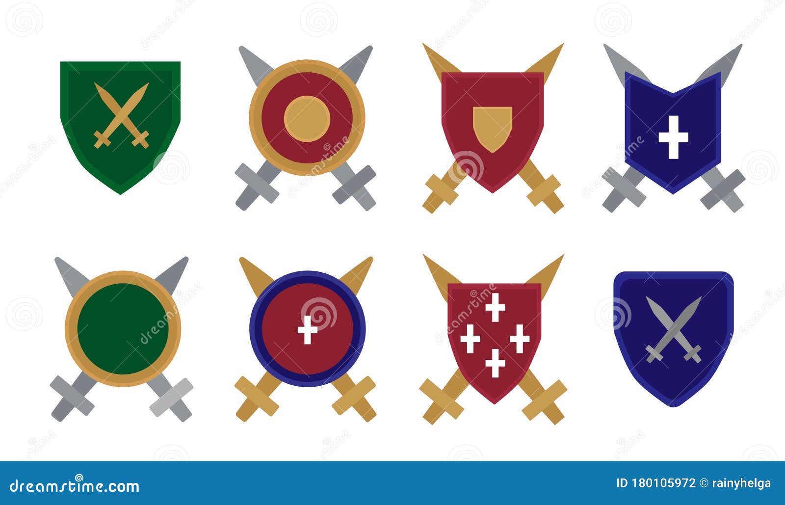 Collection of Ancient Flat Shields and Swords Stock Vector ...