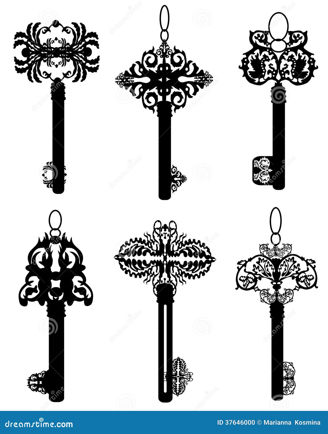 Collection of ancient keys stock illustration. Illustration of house ...