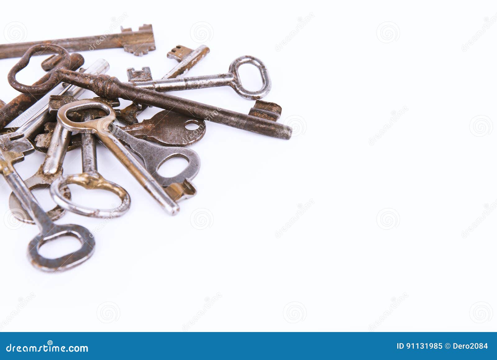 Collection of Ancient Keys Isolated on White Background Stock Image ...
